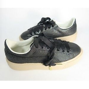 Puma | Shoes | Puma Platform Lux Womens Metallic Black Gum Bottom ...